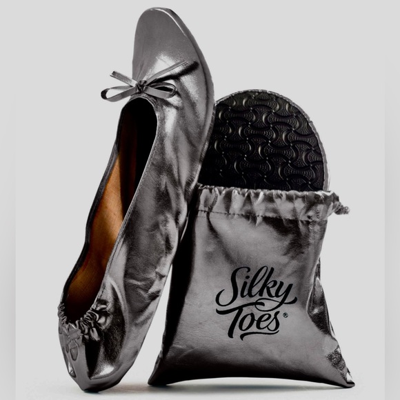 silky toes | Shoes | L 89 Gunmetal Foldable Travel Ballet Flat Roll Up ...